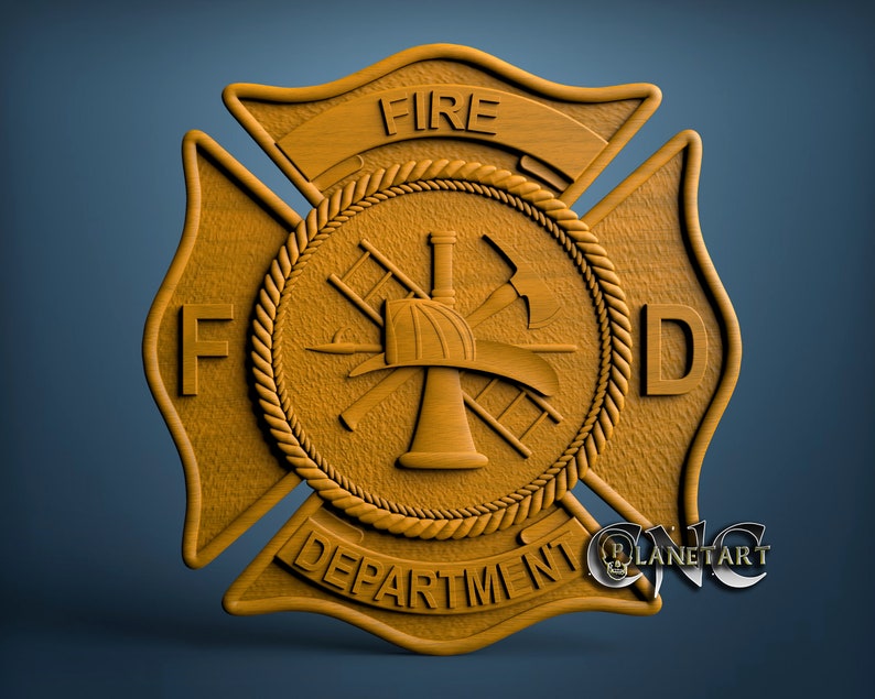 Fire Department Badge 3D STL Model CNC Router Engraver - Etsy