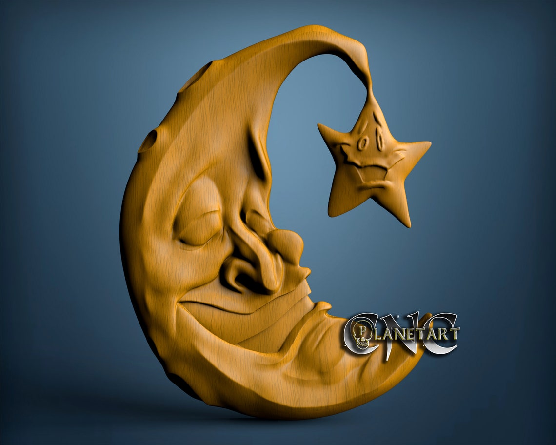 Moon 3d Stl Model Cnc Router Engraver Artcam Aspire Cnc Etsy Ireland