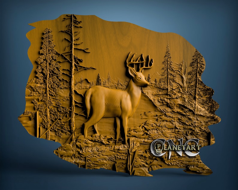 Deer 3d Stl Model Cnc Router Engraver Artcam Aspire Cnc Etsy