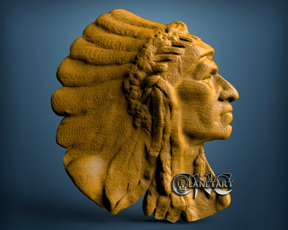 Indian Head 3D STL Model CNC Router Engraver Artcam - Etsy Australia