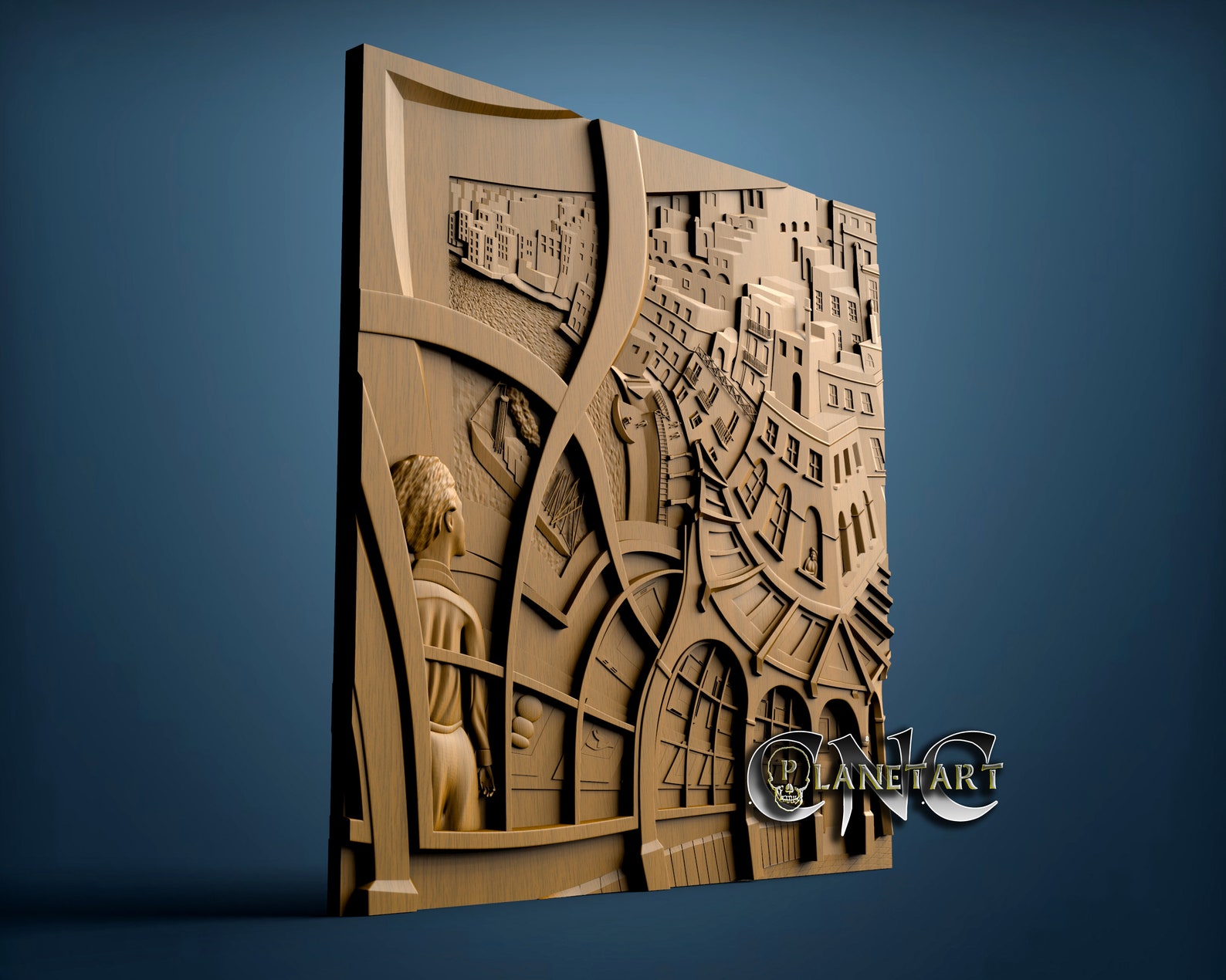 Town View, 3D STL Model, CNC Router Engraver, Artcam, Aspire, CNC Files ...