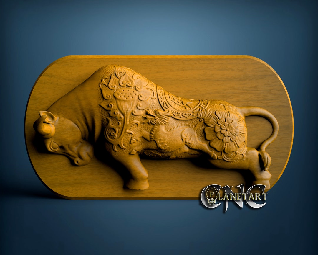 Bull Sign, 3D STL Model, CNC Router Engraver, Artcam, Aspire, CNC Files ...