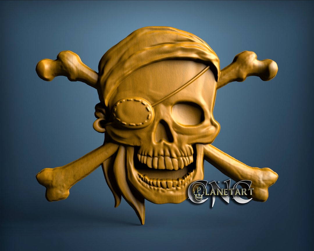 Pirate Skull, 3D STL Model, CNC Router Engraver, Artcam, Aspire, CNC ...