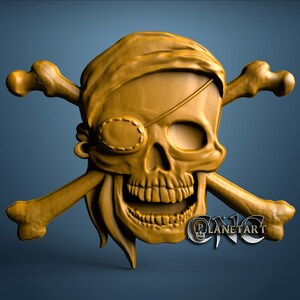 Pirate Skull, 3D STL Model, CNC Router Engraver, Artcam, Aspire, CNC ...