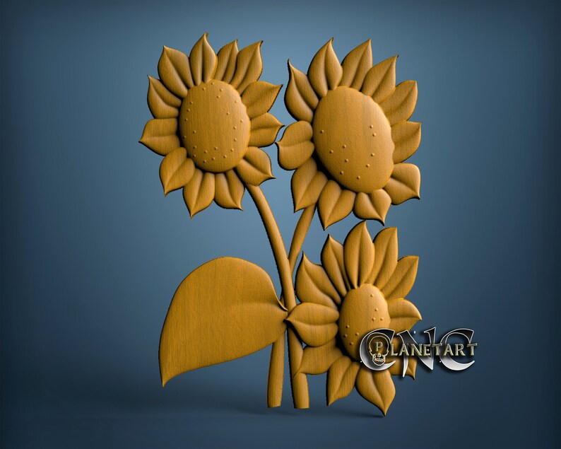 Sunflowers 3D STL Model CNC Router Engraver Artcam Aspire | Etsy