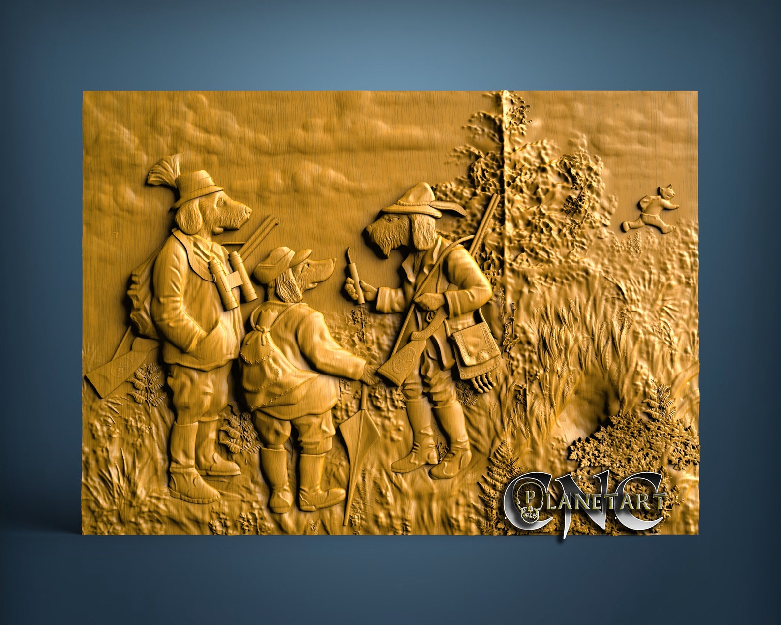 Hunting Dogs, 3D STL Model, CNC Router Engraver, Artcam, Aspire, CNC ...