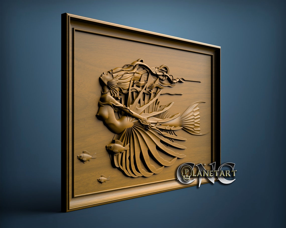 Mermaid 3D STL Model CNC Router Engraver Artcam Aspire - Etsy