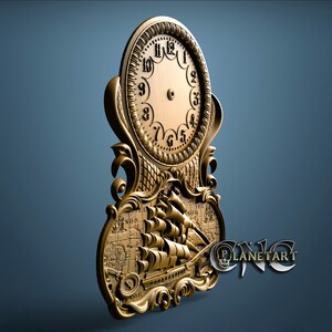 Pirate Ship Clock,3d STL Model, CNC Router Engraver, Artcam, Aspire ...