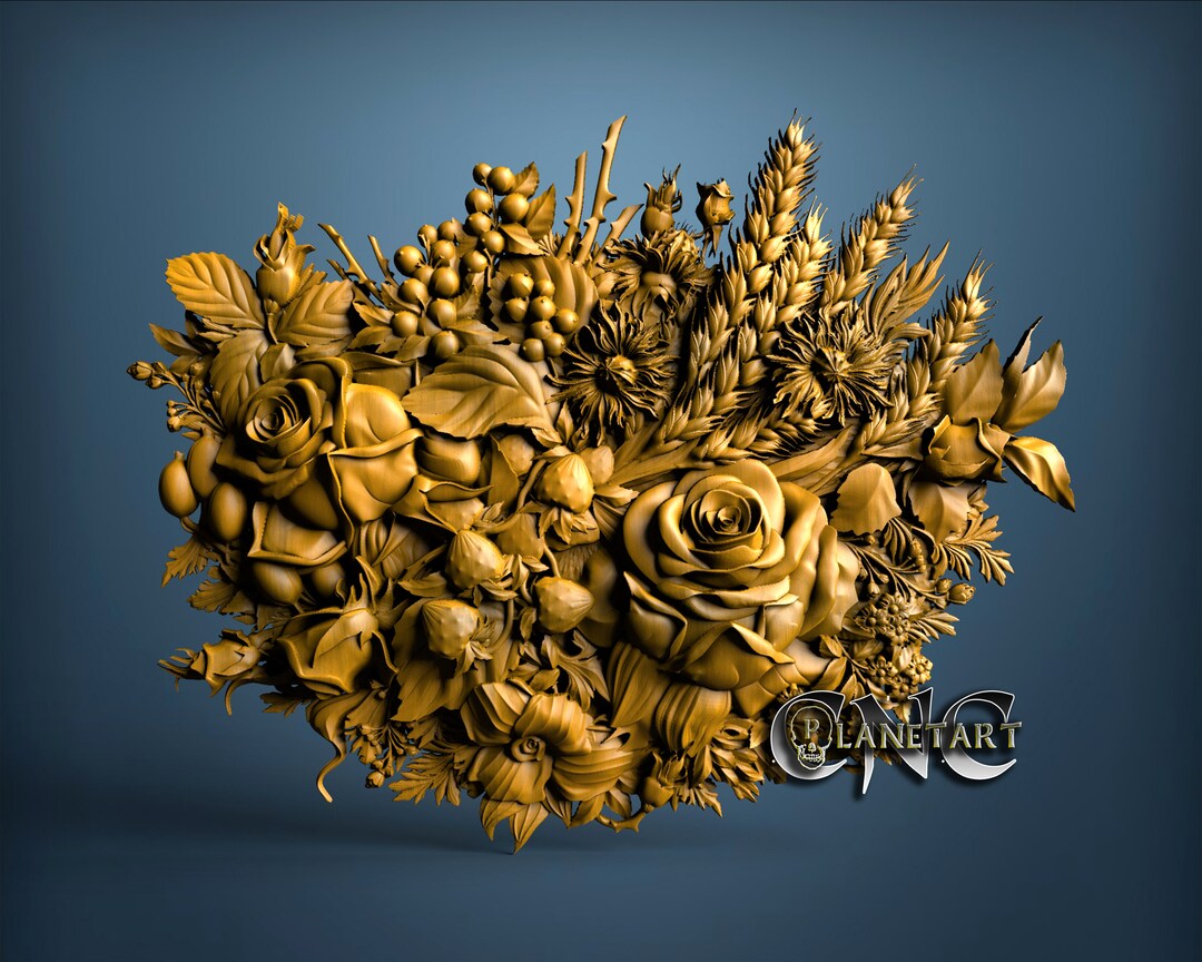 Flowers, 3D STL Model, CNC Router Engraver, Artcam, Aspire, CNC Files ...