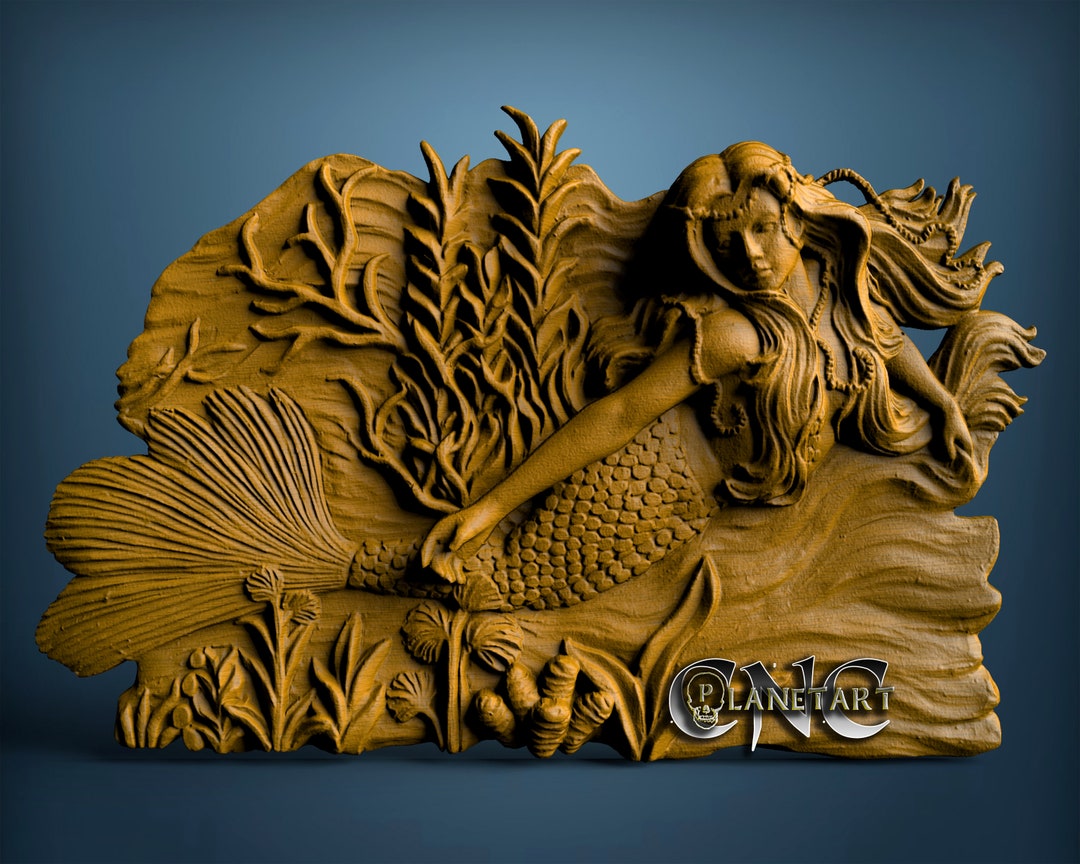 Mermaid, 3D STL Model, CNC Router Engraver, Artcam, Aspire, CNC Files ...