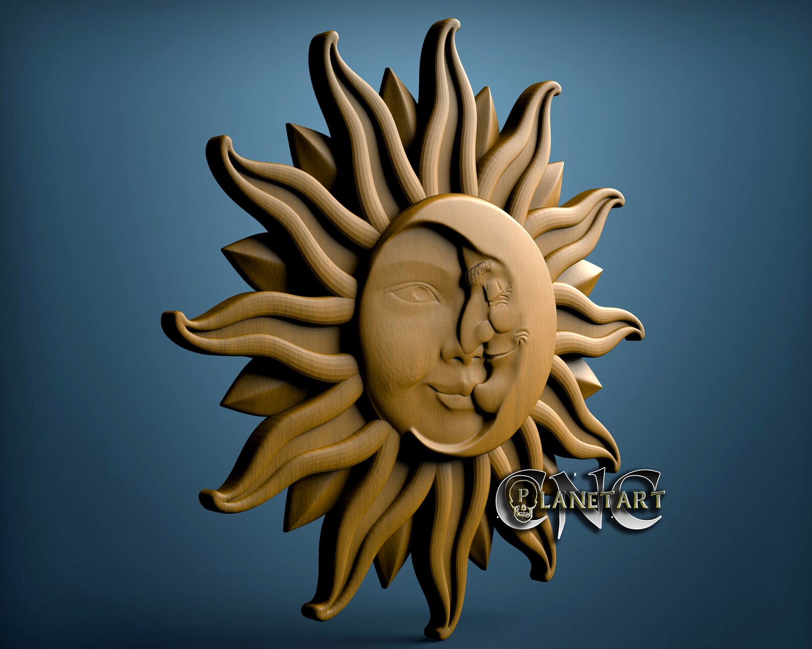 Sun Couple 3D STL Model CNC Router Engraver Artcam Aspire | Etsy