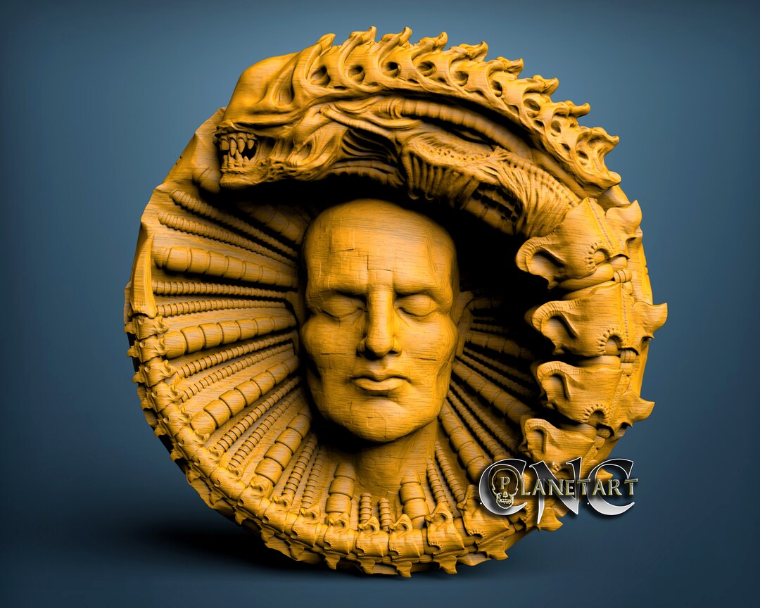 Alien, 3D STL Modell, CNC-Fräser, Gravur, Artcam, Aspire, CNC-Dateien ...
