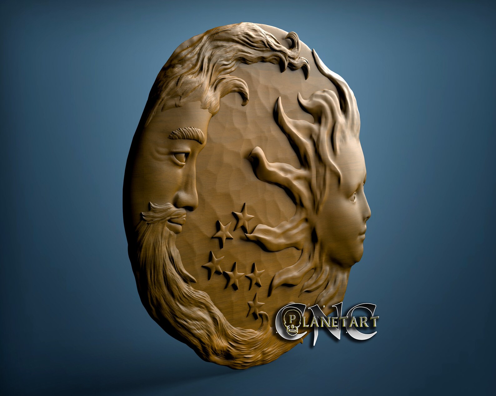 Sun and Moon 3D STL Model CNC Router Engraver Artcam - Etsy