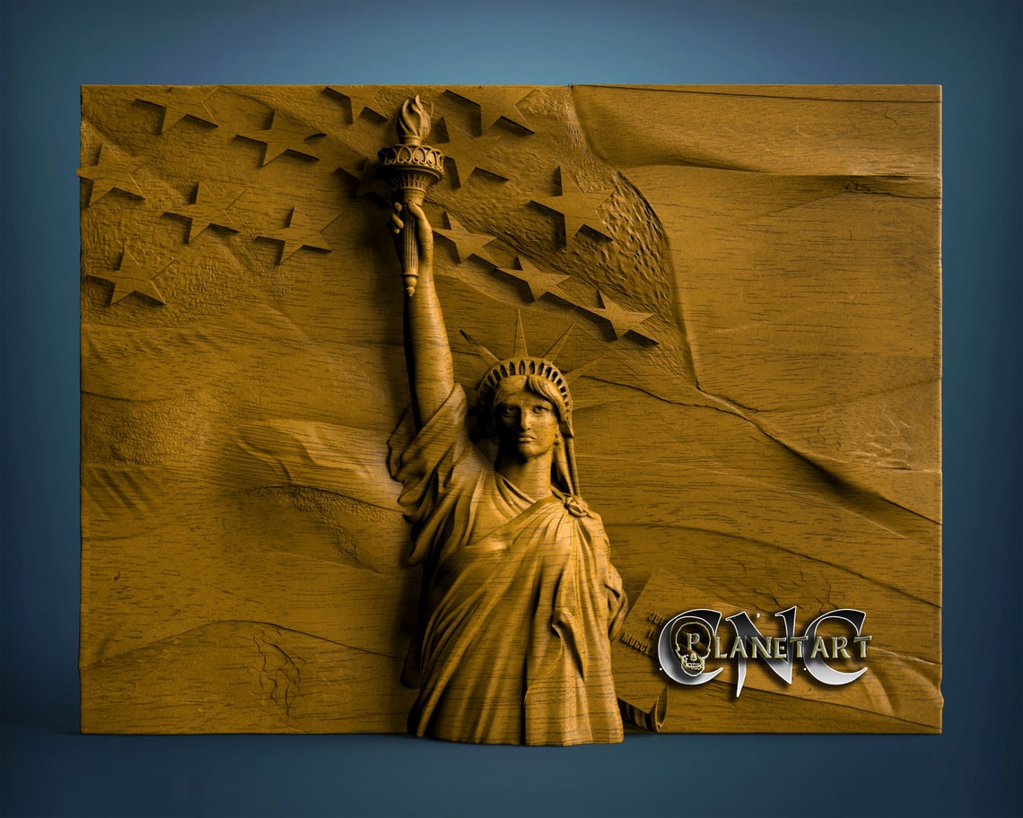 Flag With Liberty 3D STL Model CNC Router Engraver Artcam - Etsy