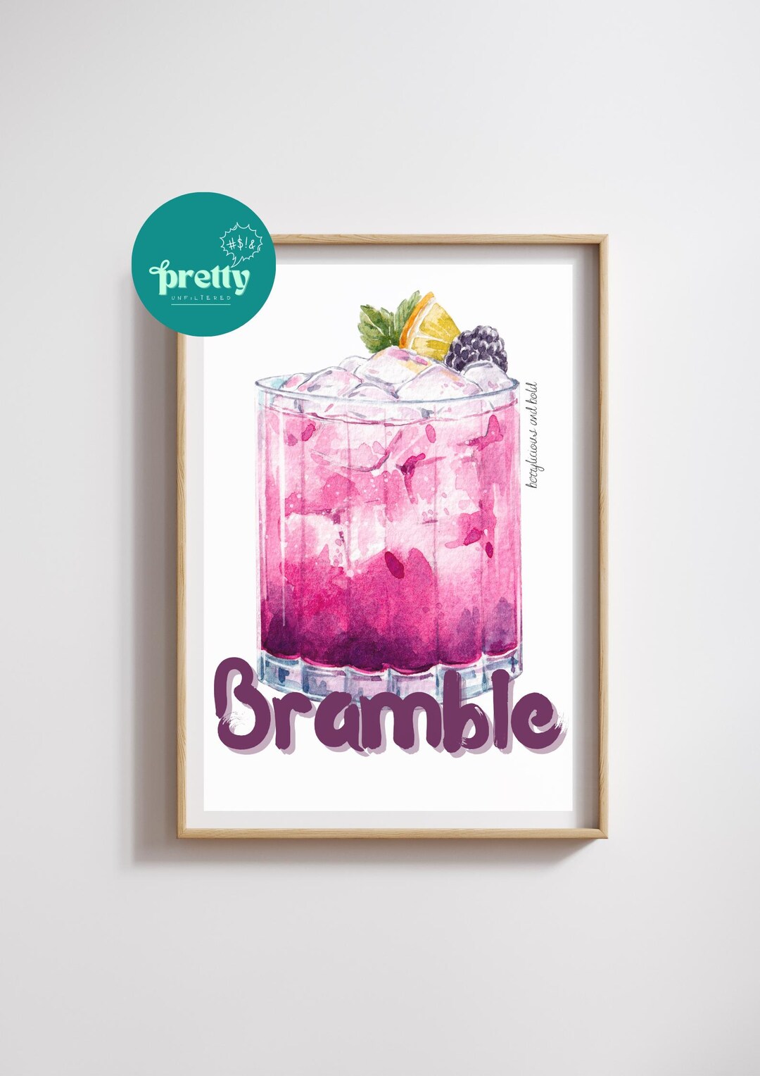 Bramble Cocktail Print - Kitchen Wall Art, Home Bar Decor - Etsy