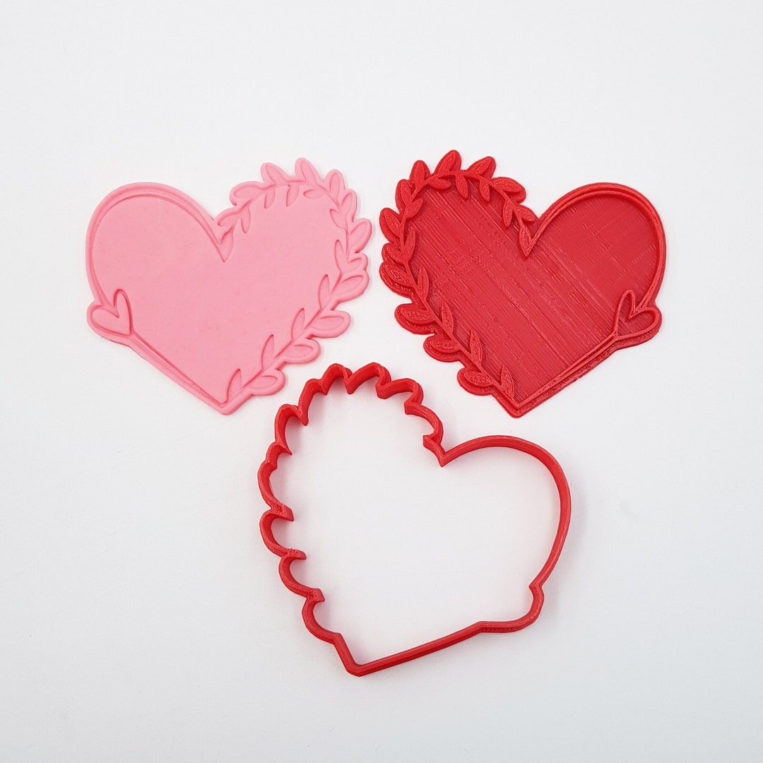 Love Heart Leaf Border Frame Valentines Engagement Wedding Cookie ...