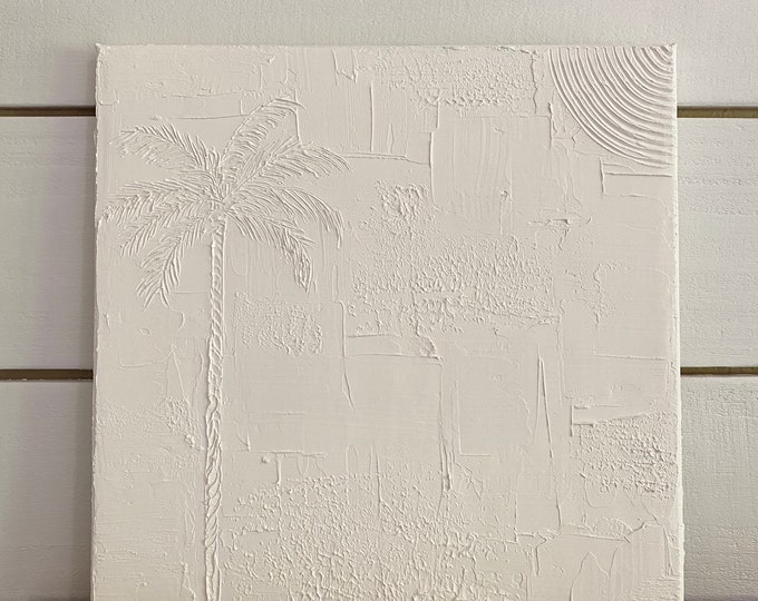 Palm Tree / Plaster Art / Canvas Art / 3D Art - Etsy