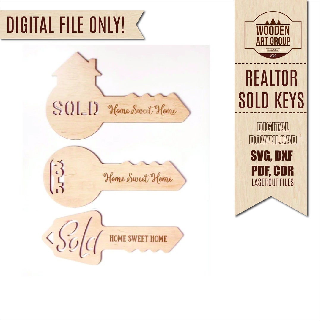 Realtor Sold Keys DXF SVG File for Laser Cutting. Commerial - Etsy UK