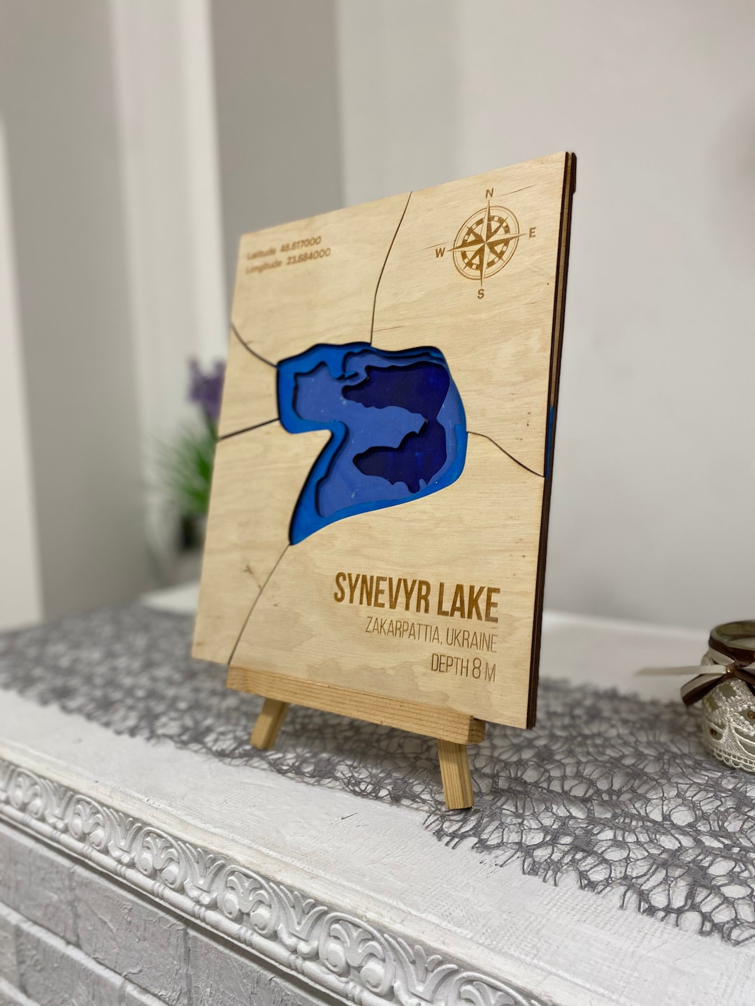Custom Lake Map 3d Lake Map Layered Wood Map Wood Wall Map Custom Map Personalized Map