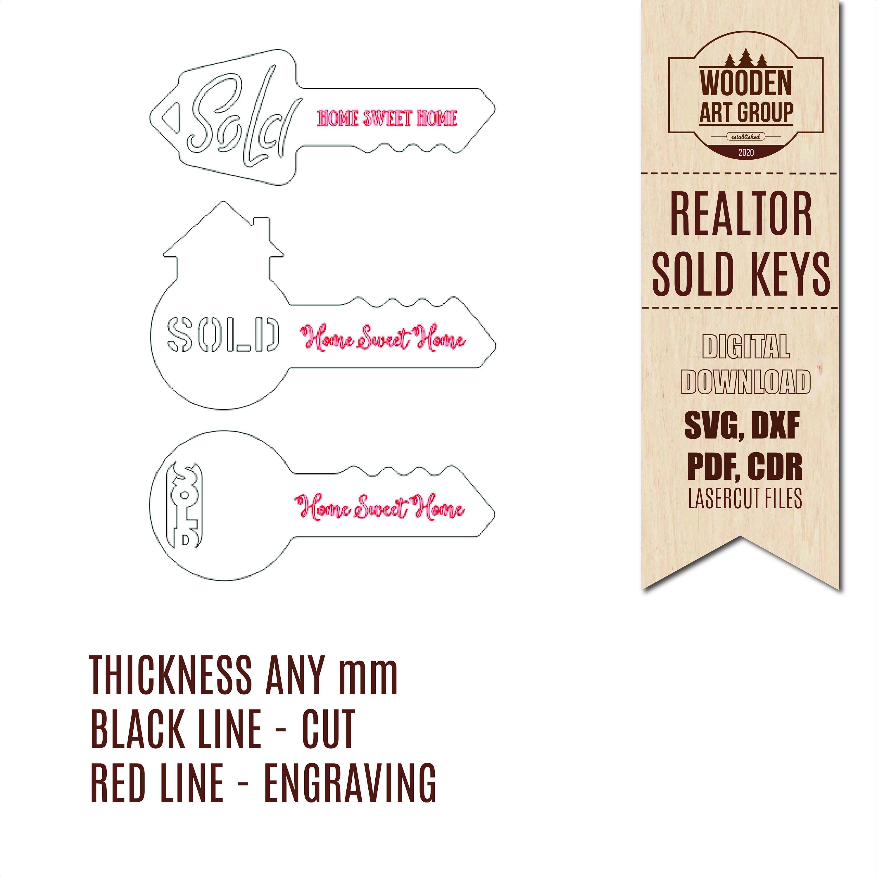 Realtor Sold Keys DXF SVG File for Laser Cutting. Commerial - Etsy UK