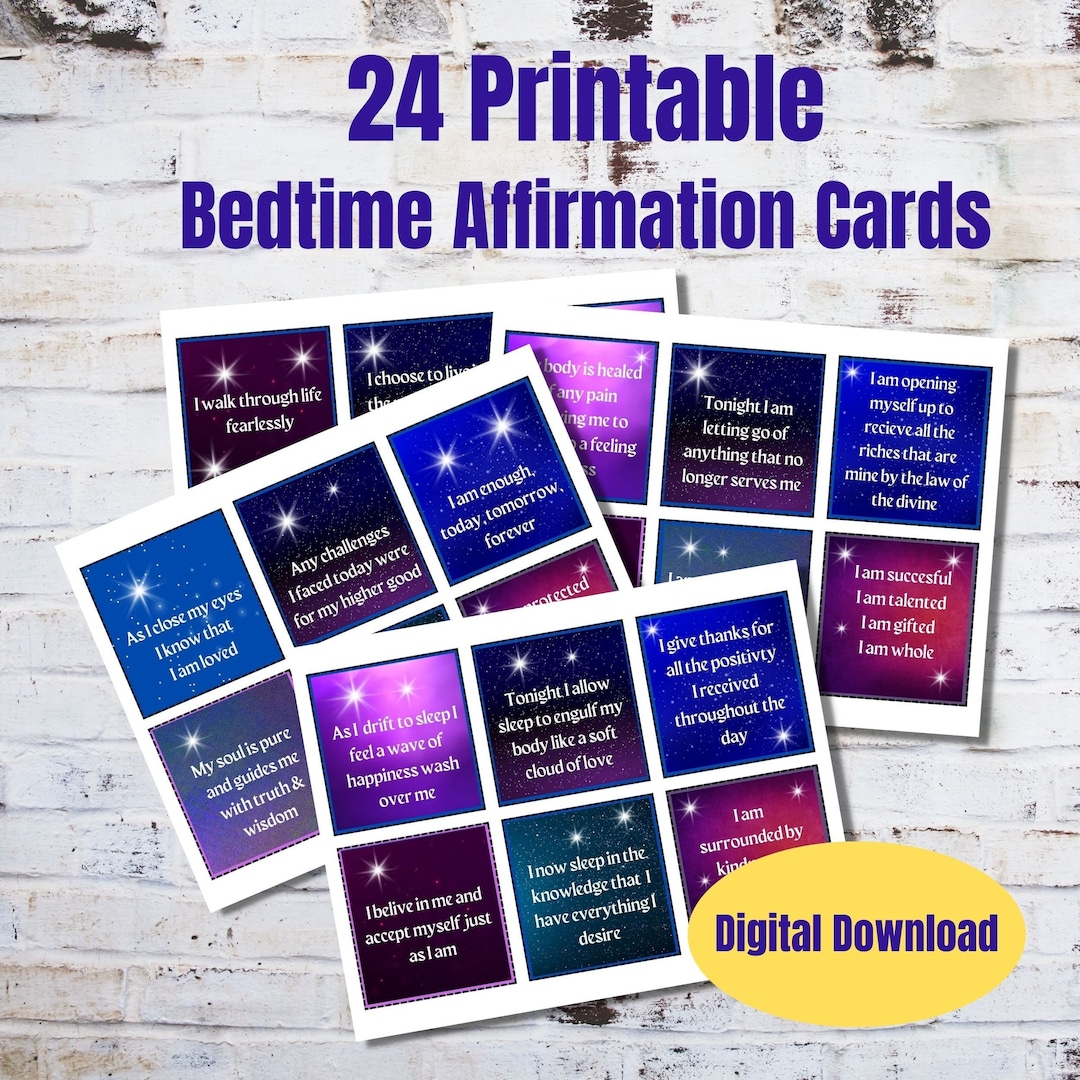Bedtime Affirmation Cards for Positive Restful Sleepa Digital - Etsy