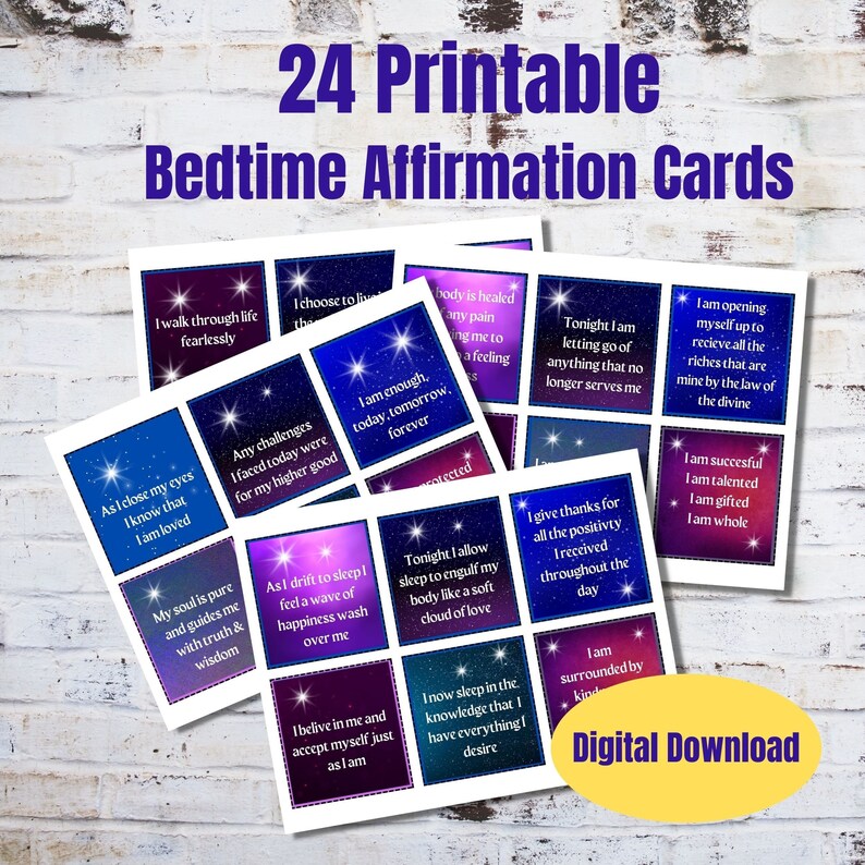 Bedtime Affirmation Cards for Positive Restful Sleepa Digital - Etsy