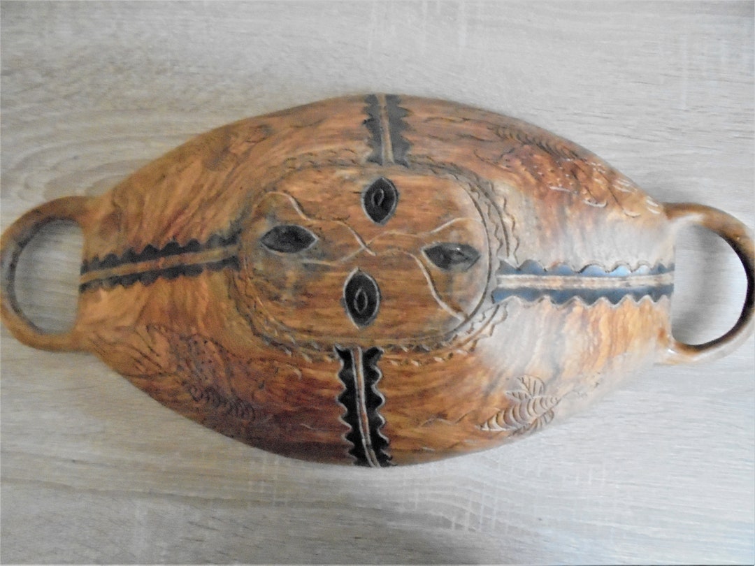 Vintage Hand Carved Wooden Bowl, Fish Motifs, Cyprus Boho Decor - Etsy