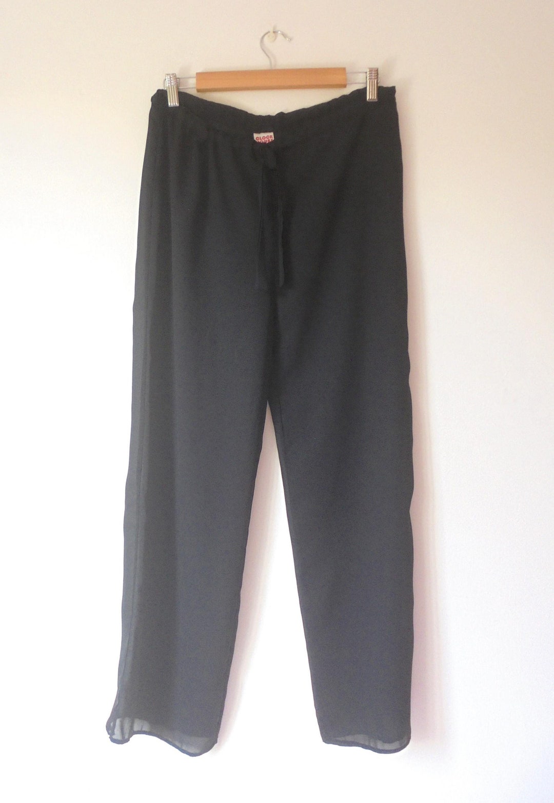 Floaty Black Sheer See-through Trousers.. Black Loose Fit With A Tie ...