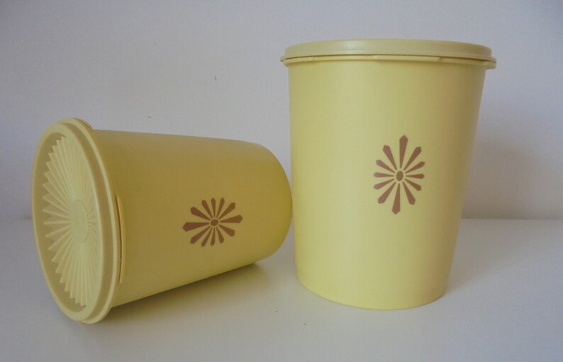 Tupperware Vintage Canisters X 2 Starburst Collection 1970s Gold Yellow ...