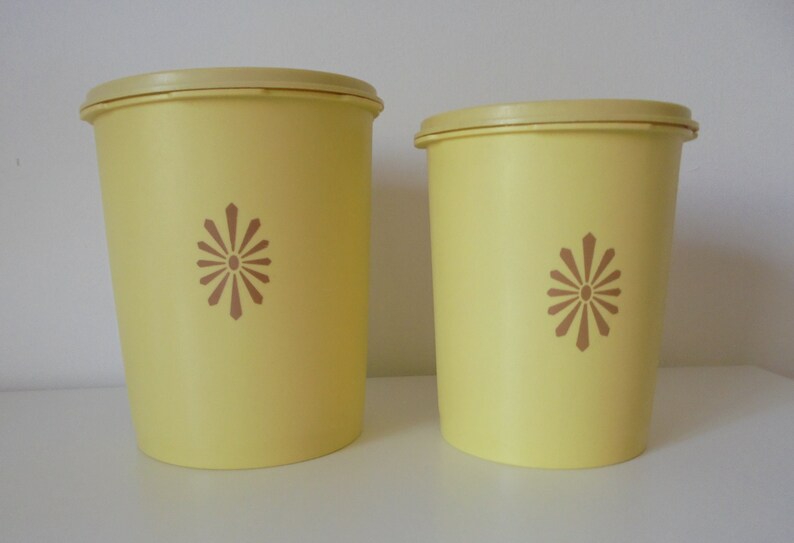 Tupperware Vintage Canisters X 2 Starburst Collection 1970s Gold Yellow ...