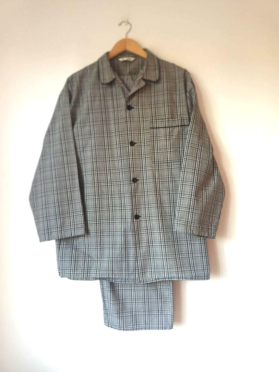 Vintage Marks and Spencer Grey Check Pyjamas 100 Percent Cotton | Retro ...