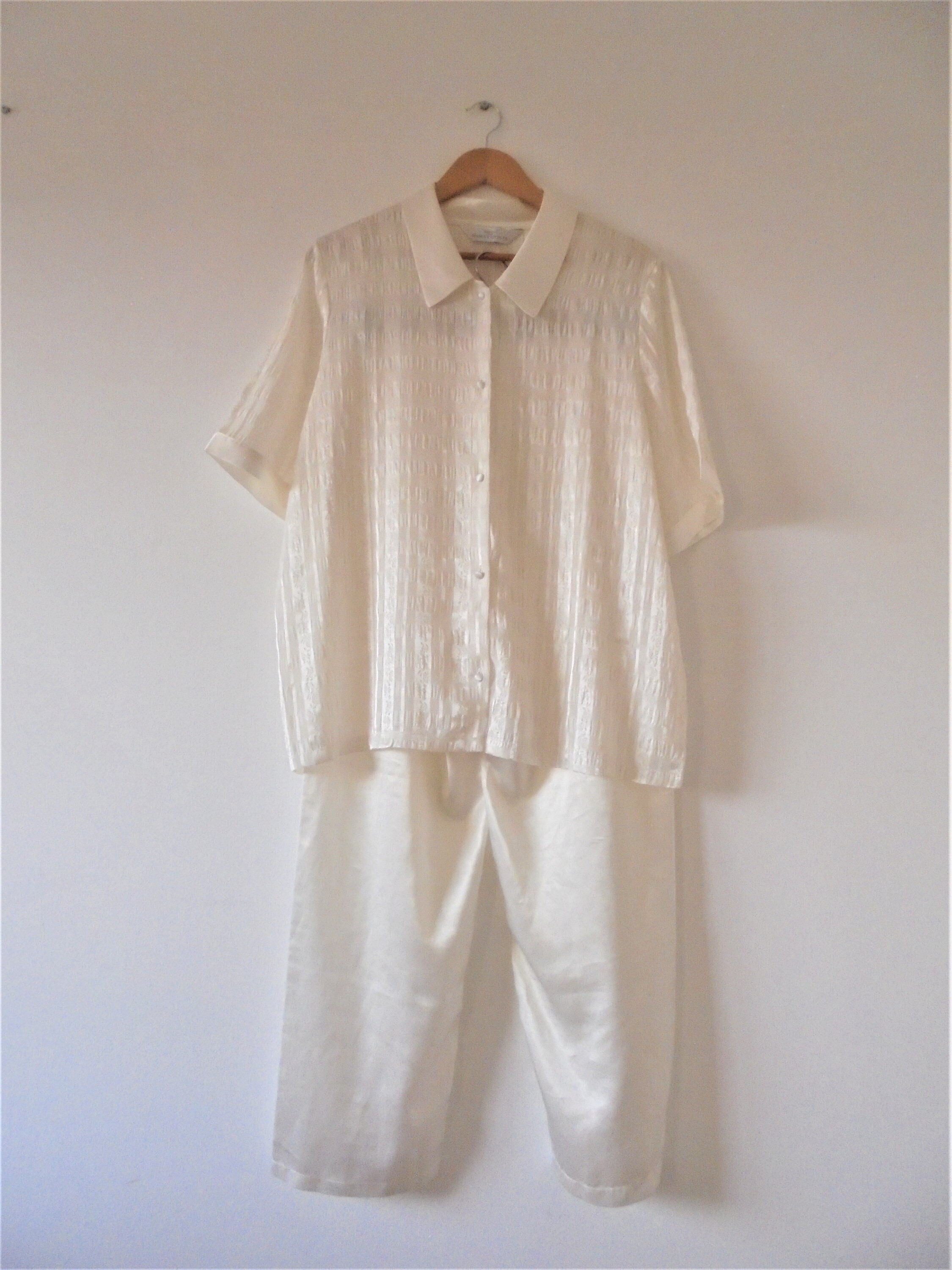 Silky Pyjamas Vintage Cream 80s Summer Nights Delicate Floral | Etsy