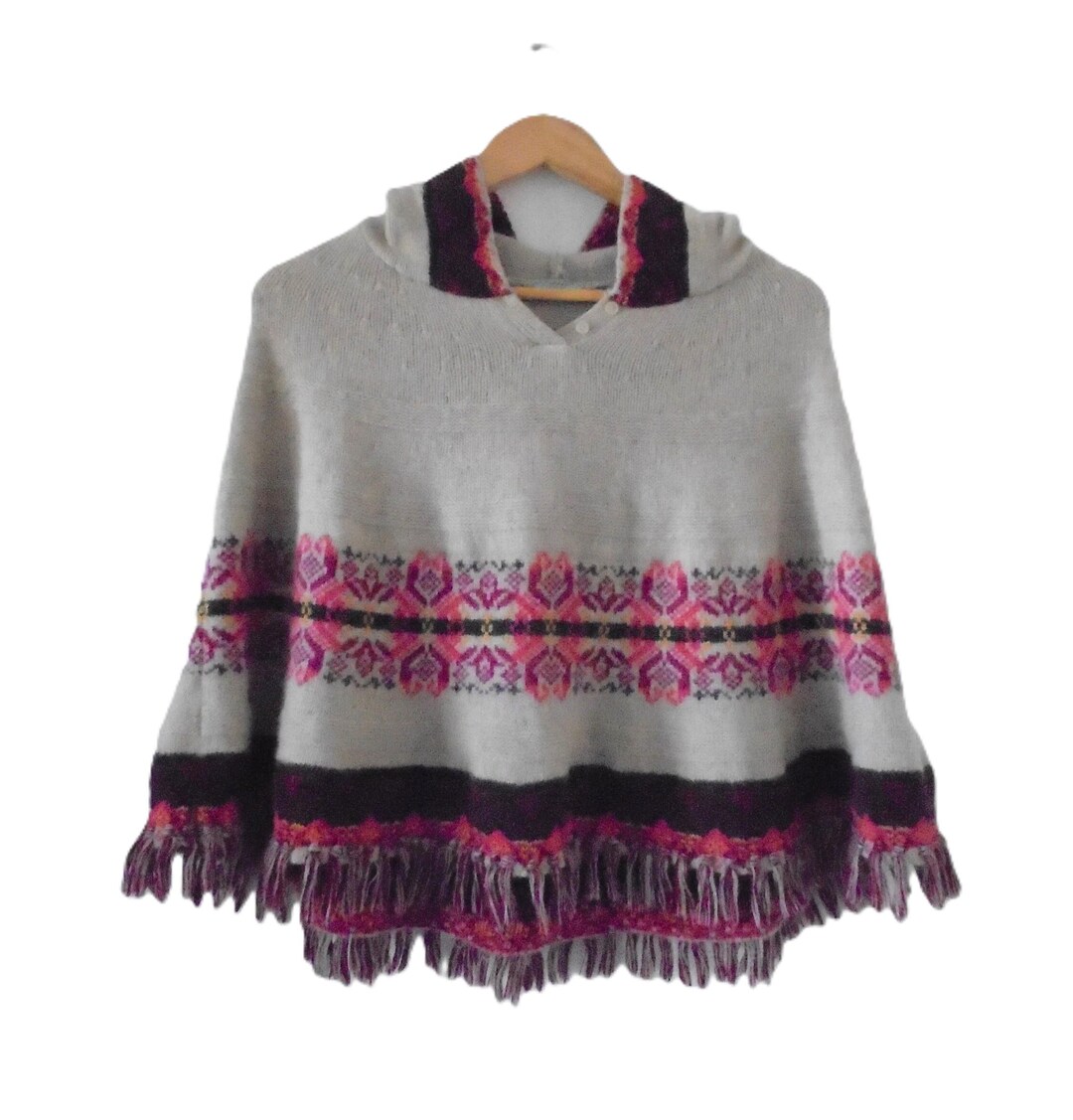South American Style Poncho | Tribal Aztec Design With Hood | Cashmere ...