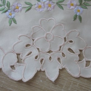 Cream Satin Place Mats X 2 Embroidered Flowers Floral Edging - Etsy