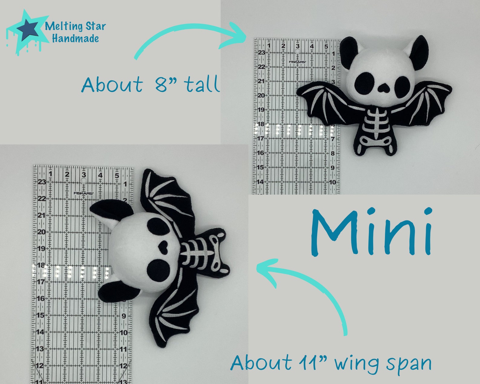 Skeleton Bat Plushy Kawaii Bat Stuffed Animal Halloween Plush - Etsy