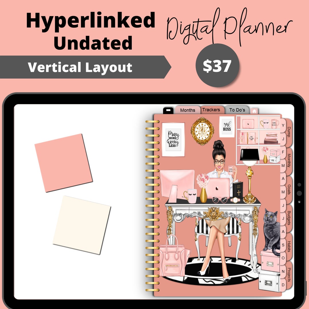 Hyperlinked Undated Digital Planner With Daily Weekly - Etsy