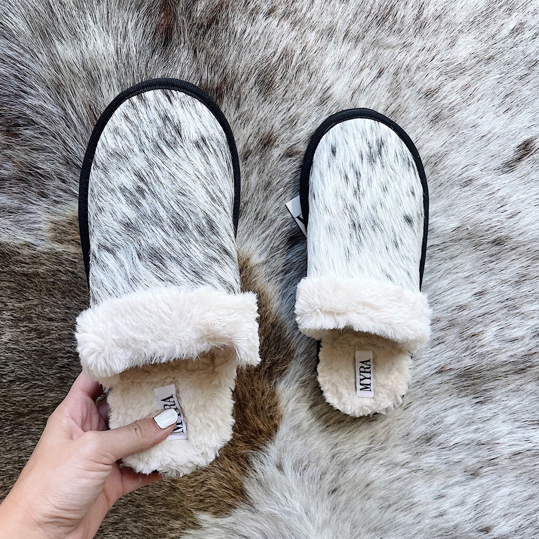 Womens Cowhide Slippers - Etsy