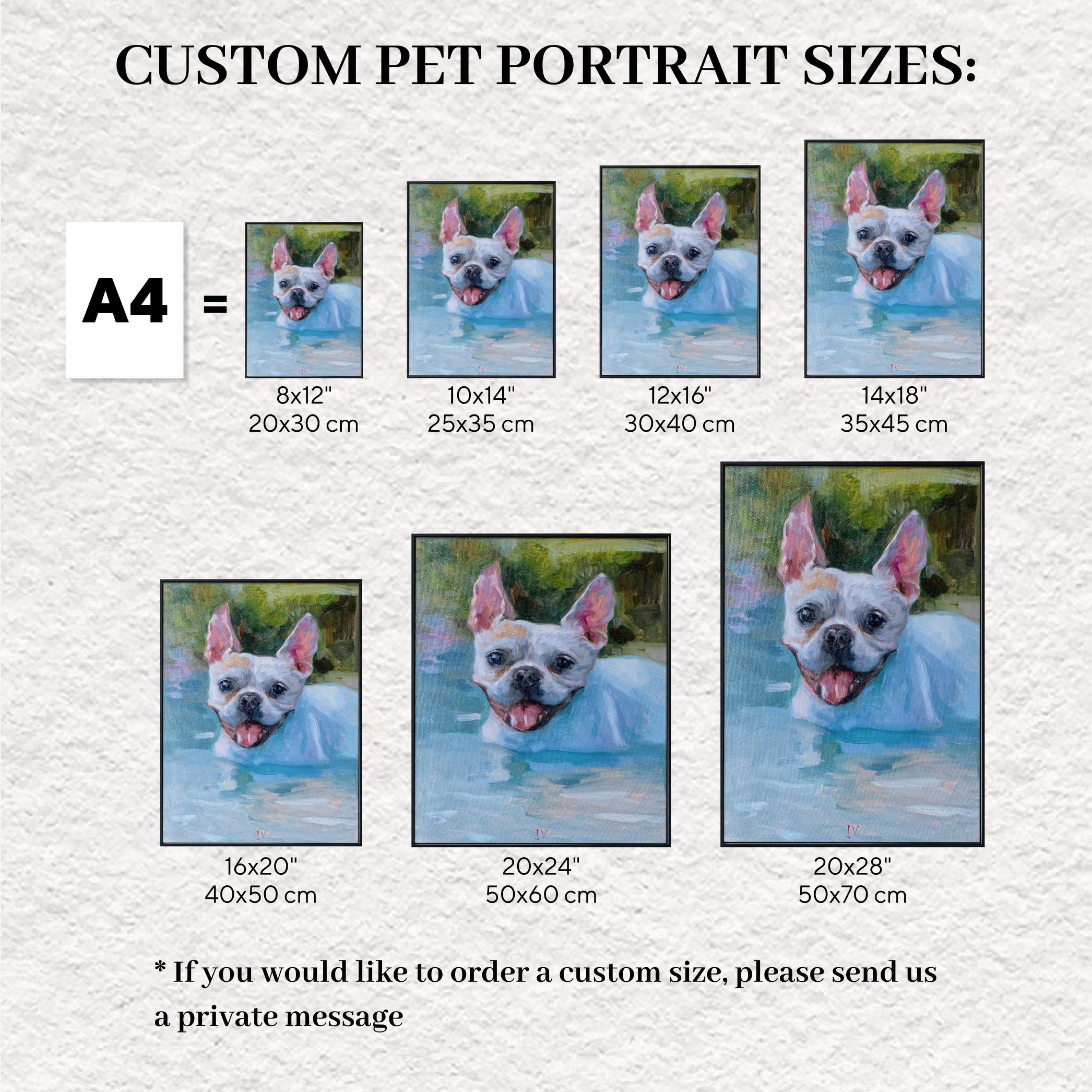 Custom Dog Portrait Oil Painting on Canvas, Handmade Pet Artwork From ...