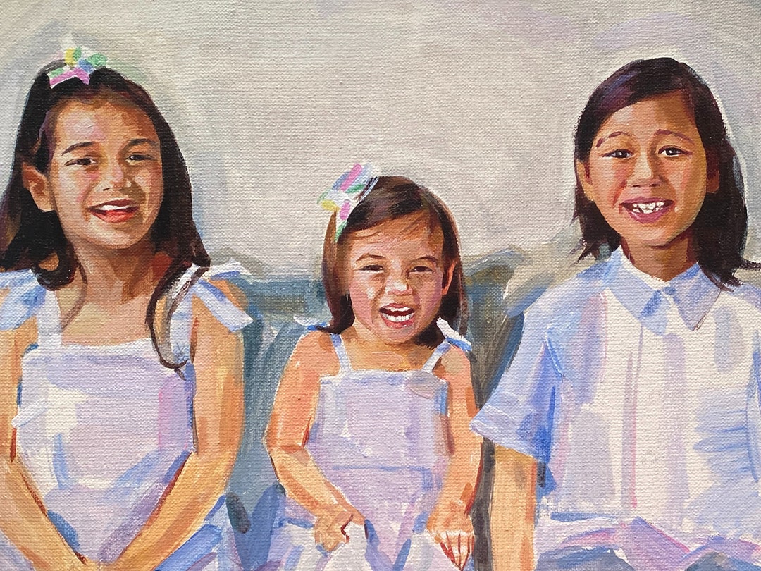 Hand Painted Custom Oil Portrait for Sister, Personalized Art Gift ...