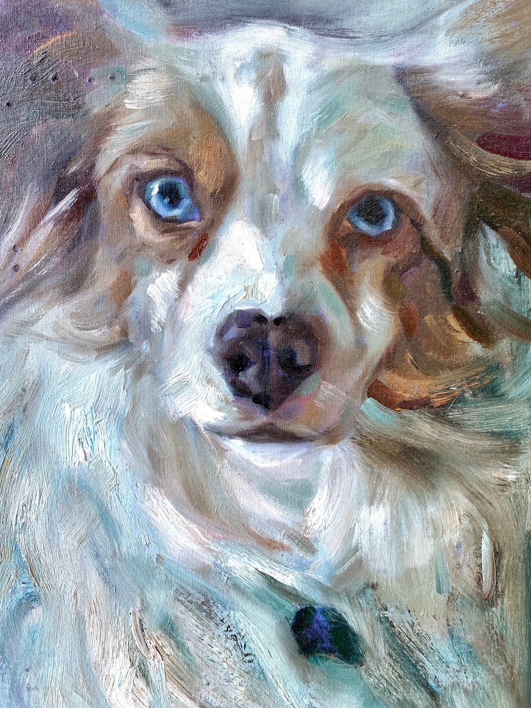 Original Dog Portrait Oil Painting on Canvas, Custom Dog Oil Portrait ...