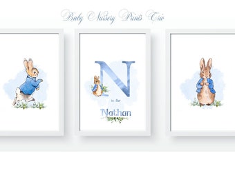 Cute Trio of Peter Rabbit Theme Nursery Baby Wall Decor A4 , Digital ...