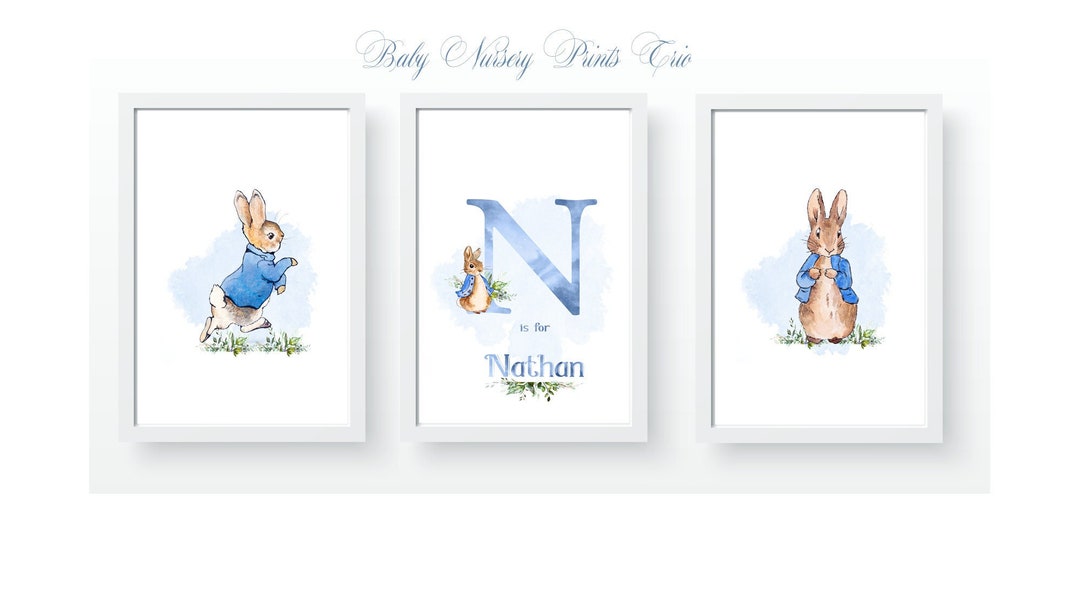Cute Trio of Peter Rabbit Theme Nursery Baby Wall Decor A4 , Digital ...