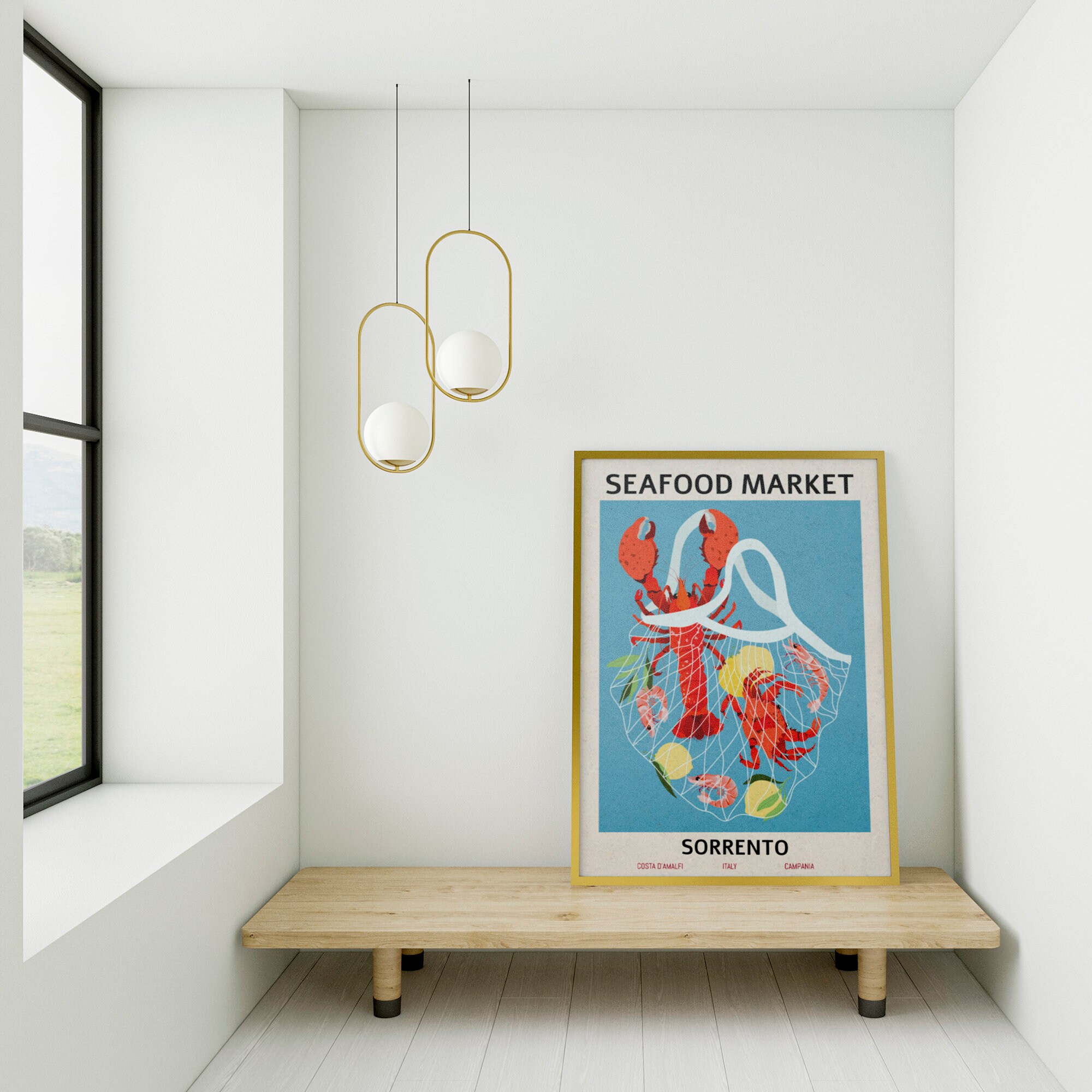 Seafood Market Poster - Summer Poster - Sorrento Print - Seafood Print ...