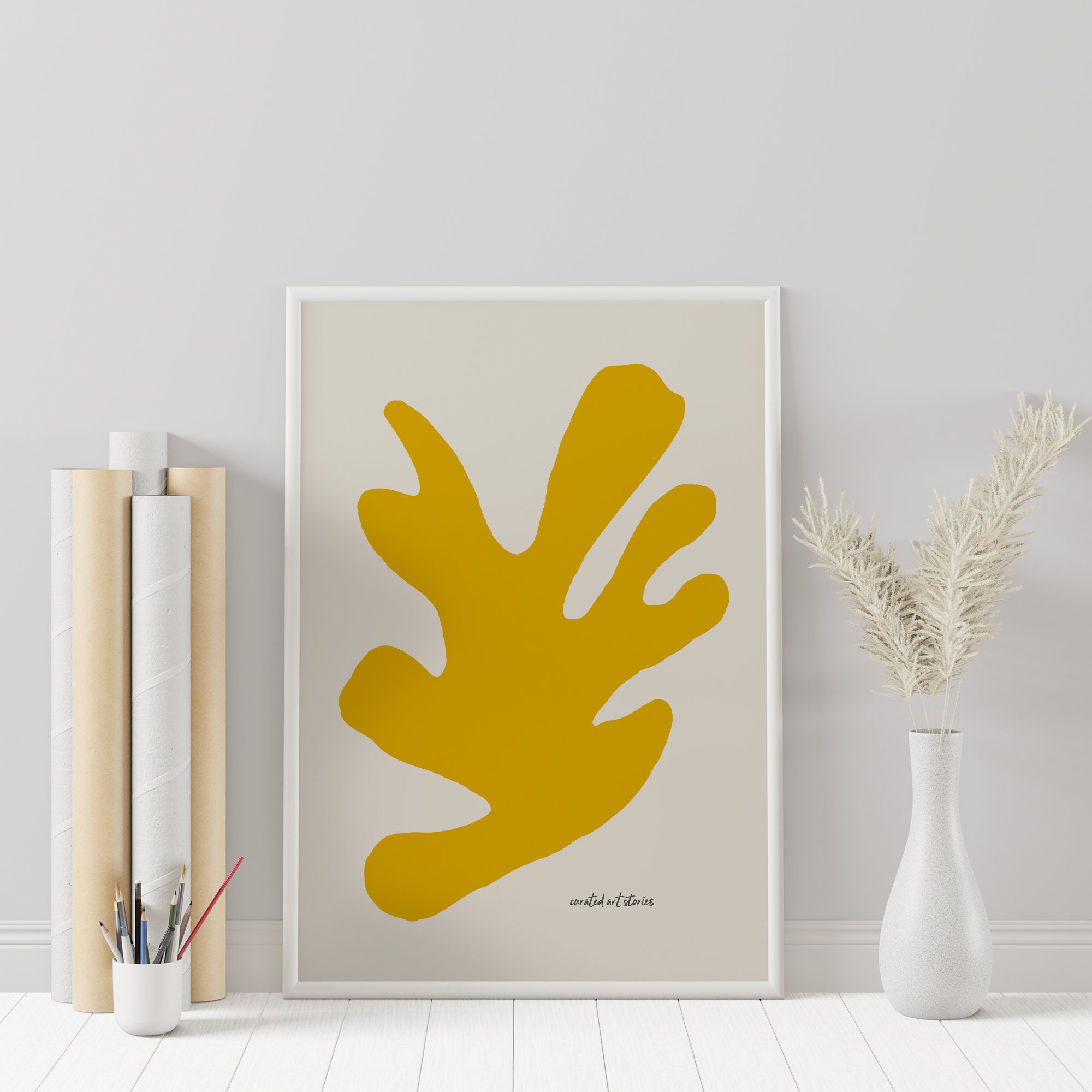 Abstract Yellow Poster Shape Art Print Abstract Giclée Fine Art Print ...