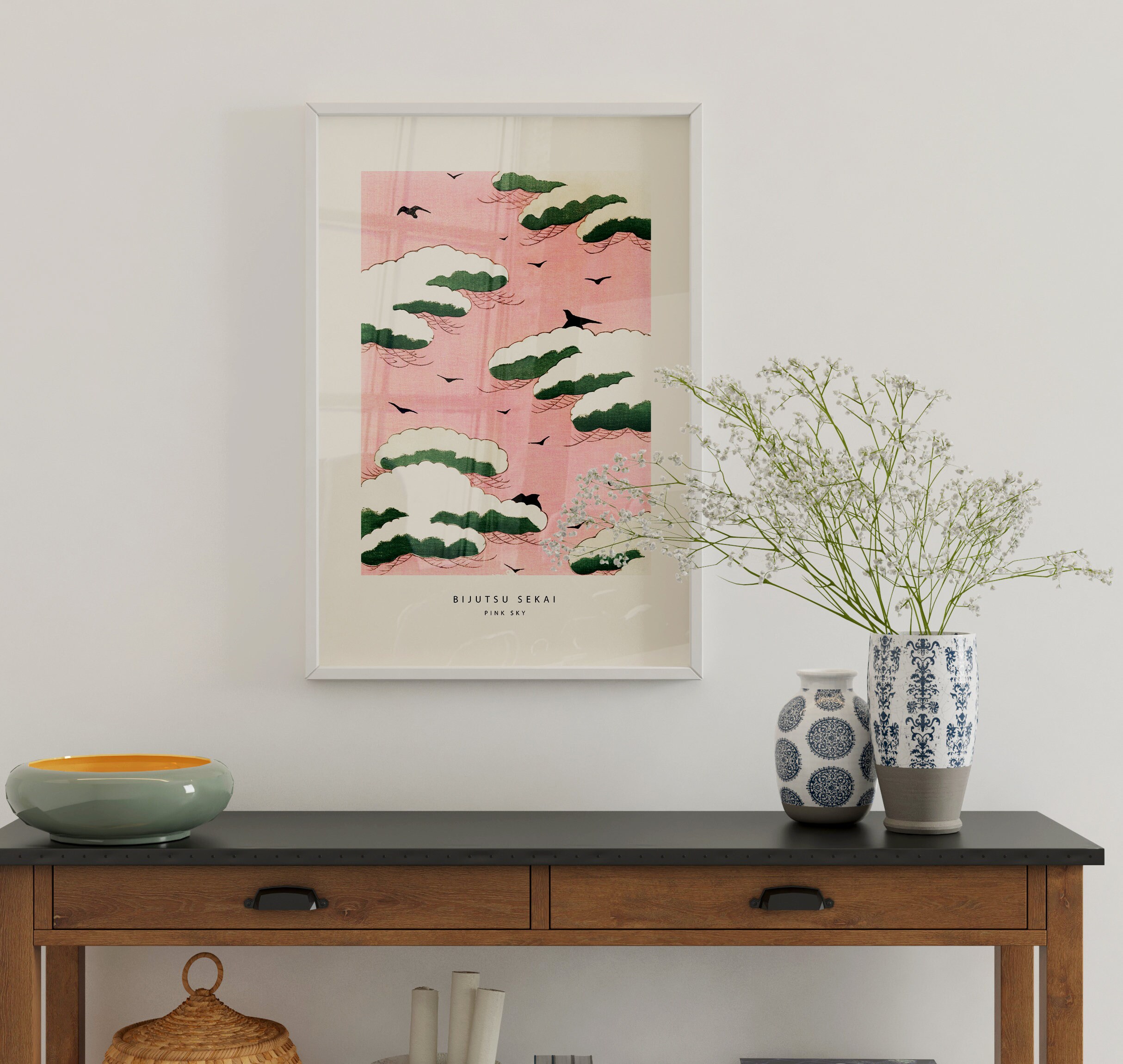 Pink Sky Print Japandi Poster Ukiyo-e Art Museum Poster - Etsy