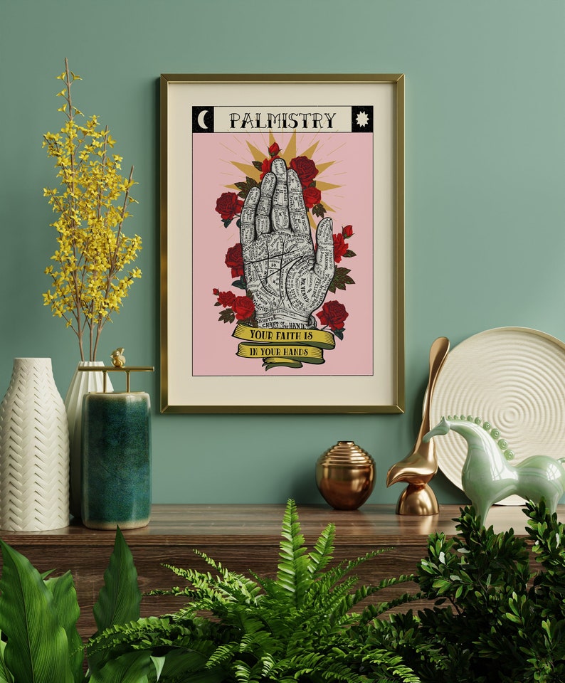 Palmistry Print Chart of the Hand Print Vintage Graphic Palm Reading ...
