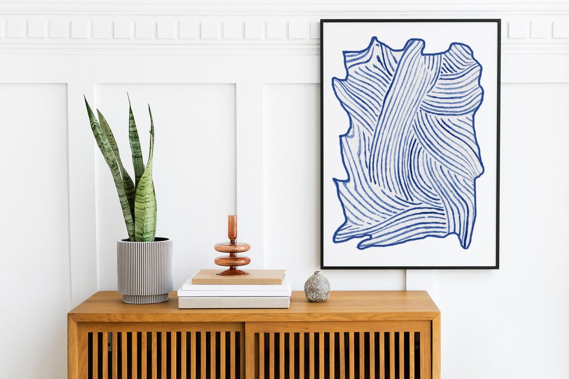 Blue Abstract Poster Abstract Blue Print Blue Art Print Minimalist Wall ...