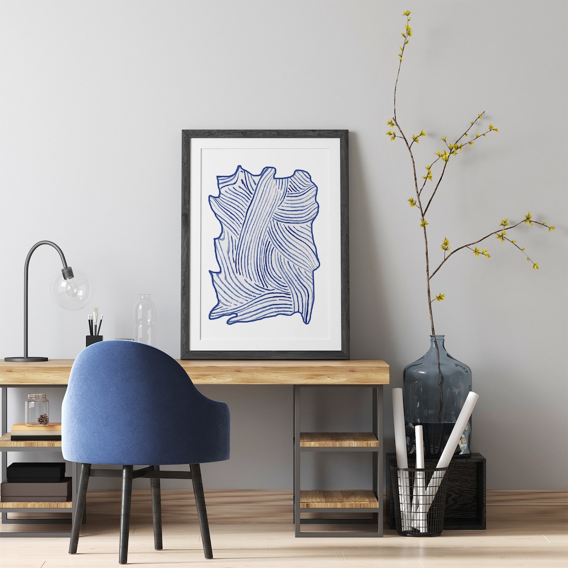 Blue Abstract Poster Abstract Blue Print Blue Art Print Minimalist Wall ...