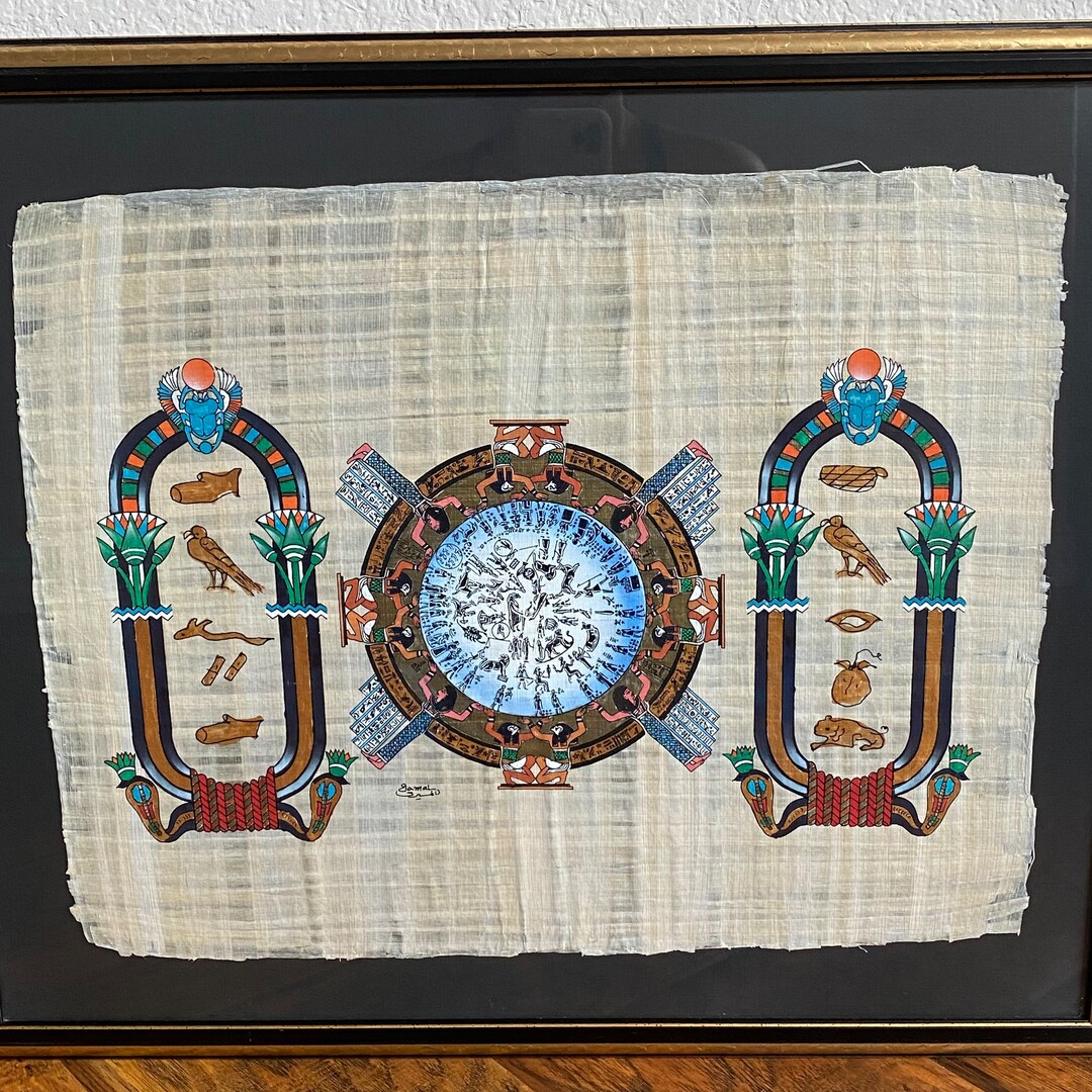 EGYPTIAN Art Painting on Papyrus SIGNED With Authenticity 24 X - Etsy