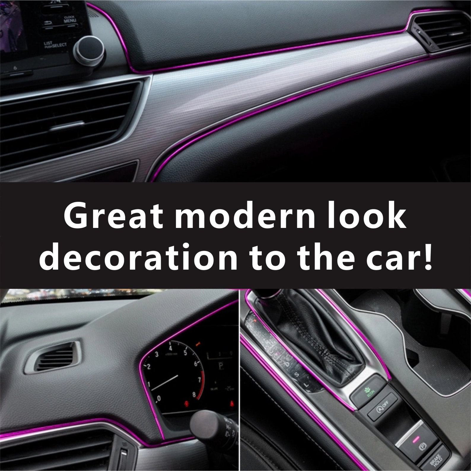 Chrome Purple Car Interior Decorative Molding Door Panel Gap Trim DIY ...